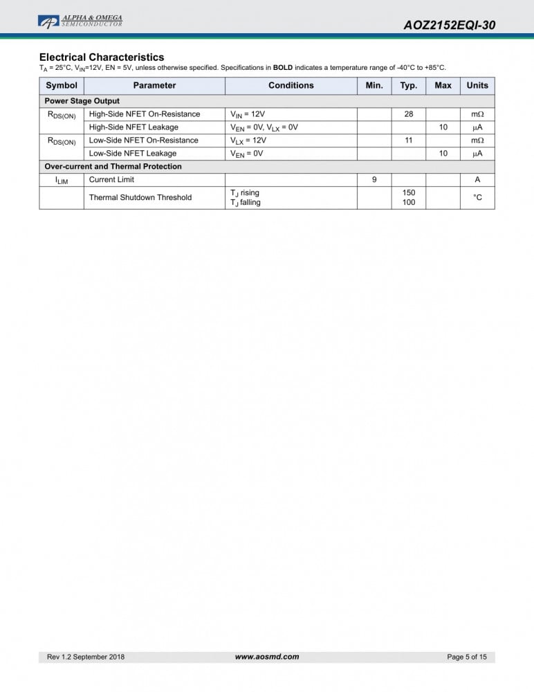 AOZ2152EQI-30 datasheet page 5