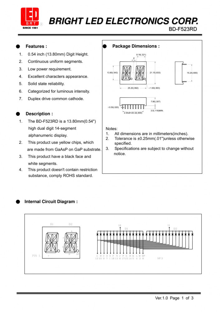BD-F523RD technical document page 1