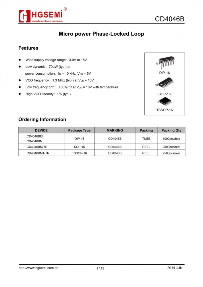 CD4046BM/TR datasheet page 1