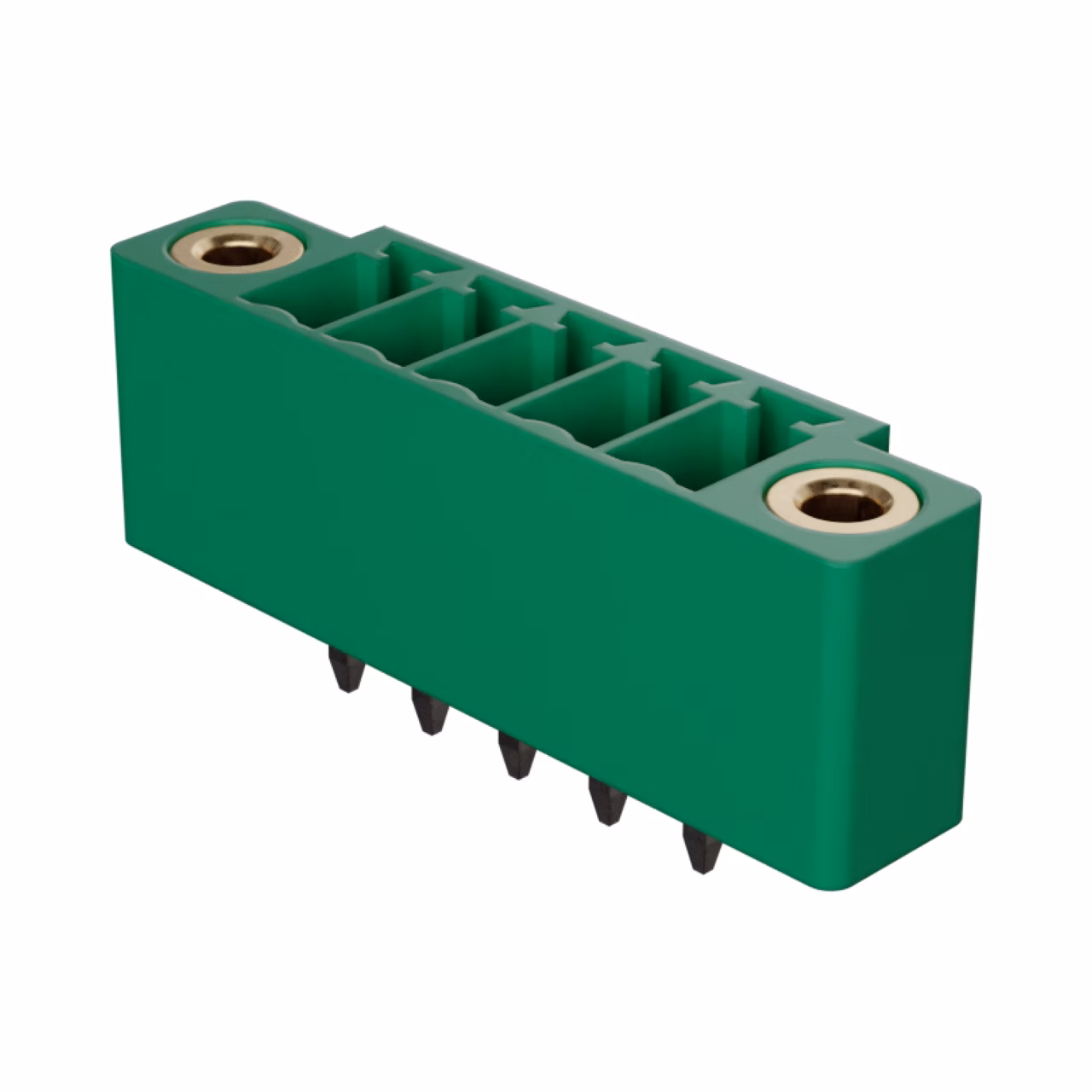 3.50mm Pitch Eurostyle Vertical PCB Header, with Threaded Retention Inserts, Green Housing, 5 Circuits for sale