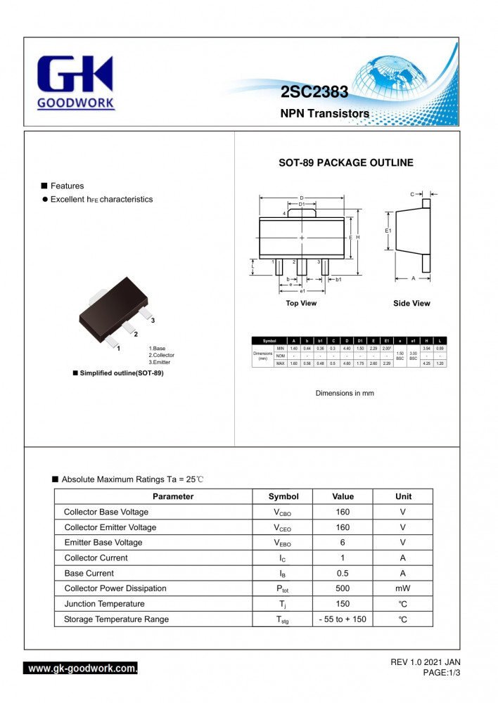 2SC2383 technical document page 1