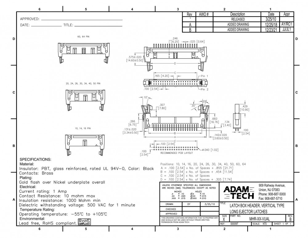 ADAM TECH MHR connector drawing page