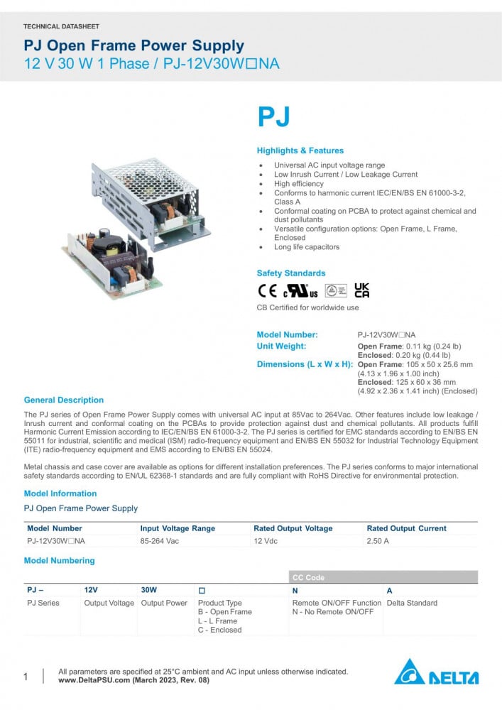 PJ-12V30WBNA datasheet page 1