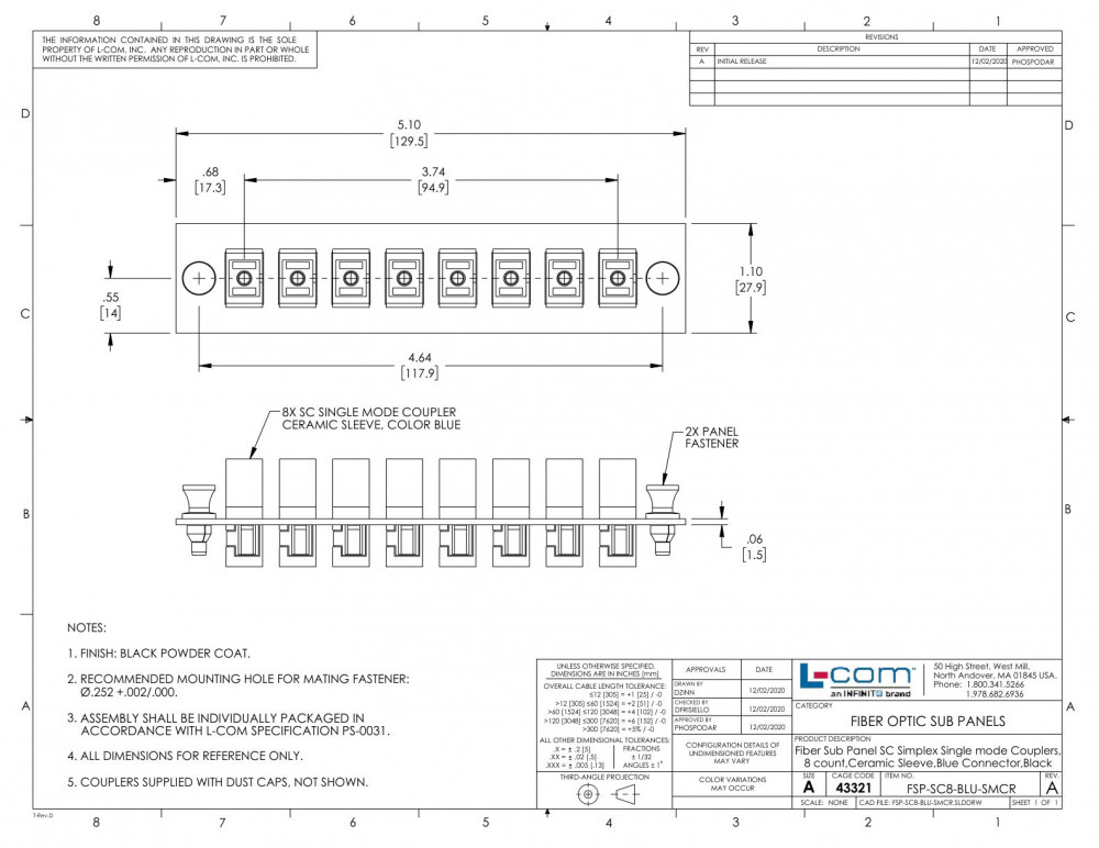 L-com FSP-SC8-BLU-SMCR technical document preview