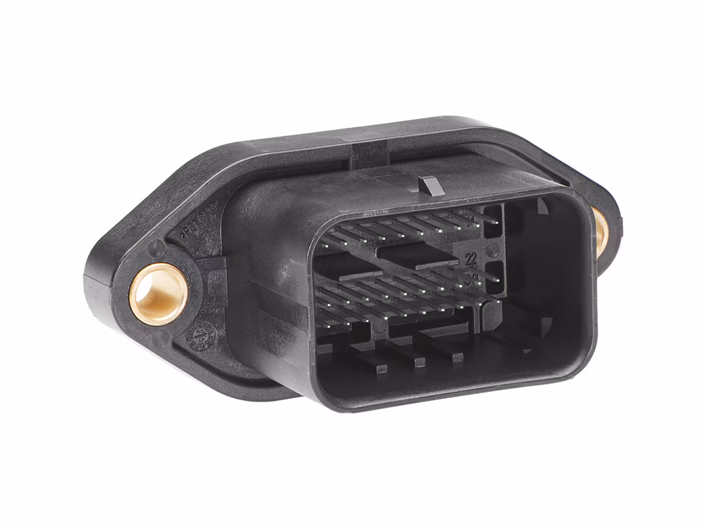 MX150 Mid-Voltage Mat-Sealed Female Connector Assembly, Single Row, 4 Circuits, 48V, Keying Option A, with Connector Position Assurance, Light Blue