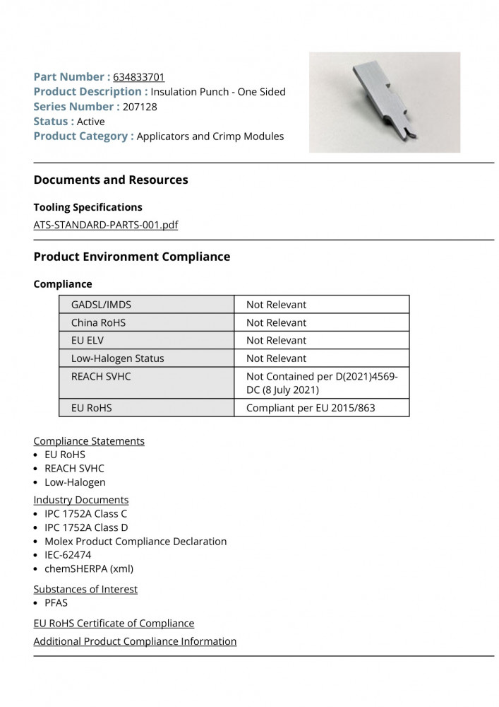 Technical document page 1 for product reference