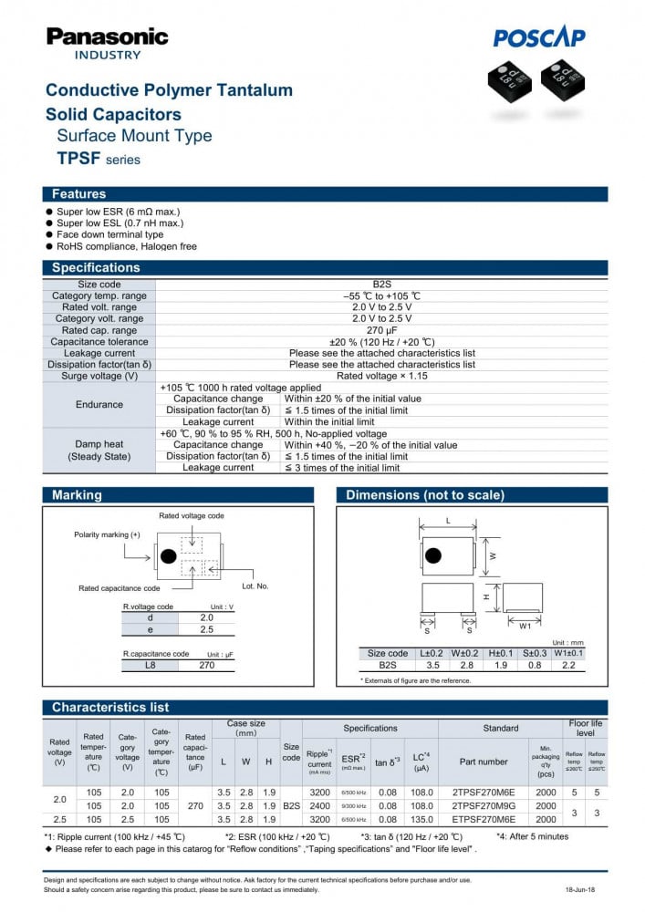 Panasonic TPSF series technical document page 1