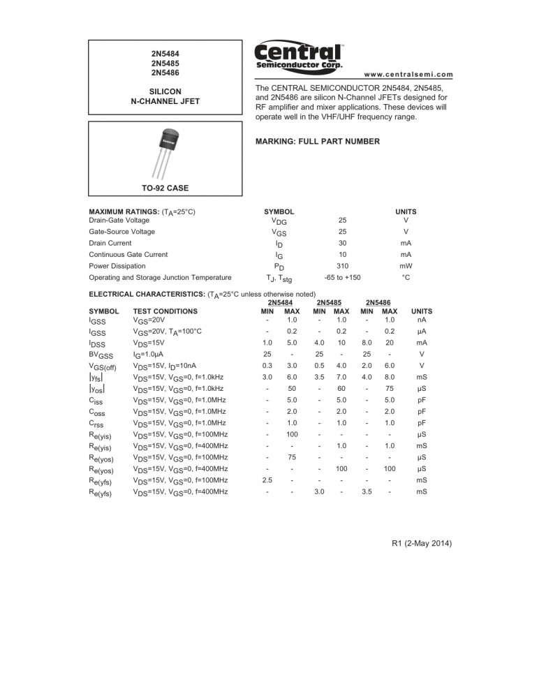 2N5486 datasheet page 1