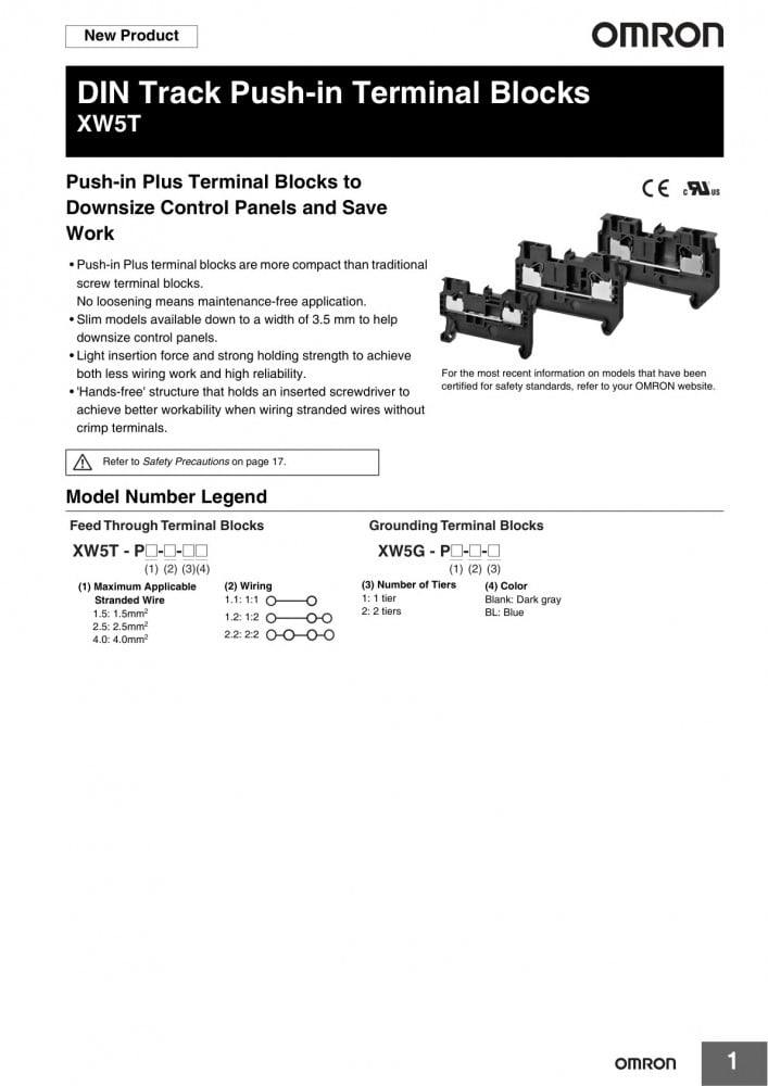 OMRON XW5T document page 1