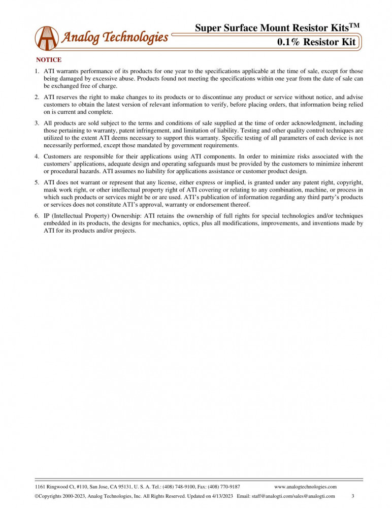 ATI resistor kit documentation page 3