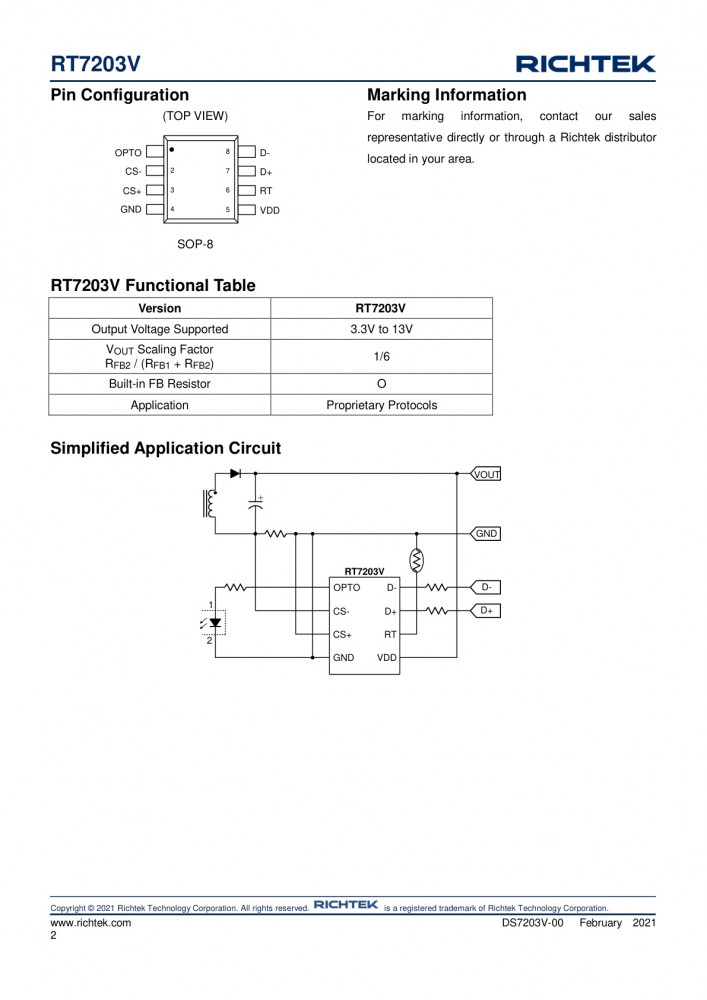 RT7203V datasheet page 2