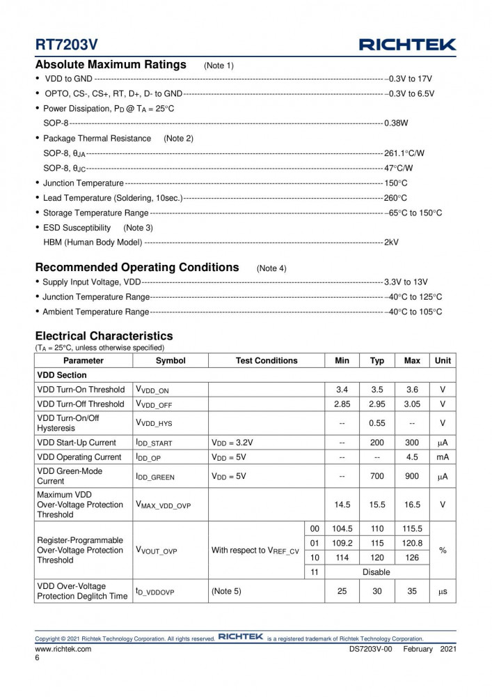 RT7203V datasheet page 6