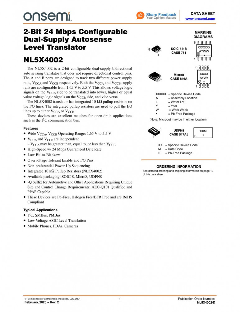 NL5X4002 datasheet page 1