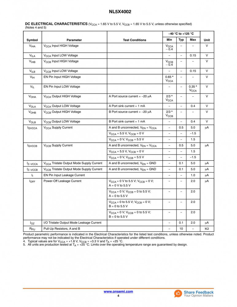 NL5X4002 datasheet page 4
