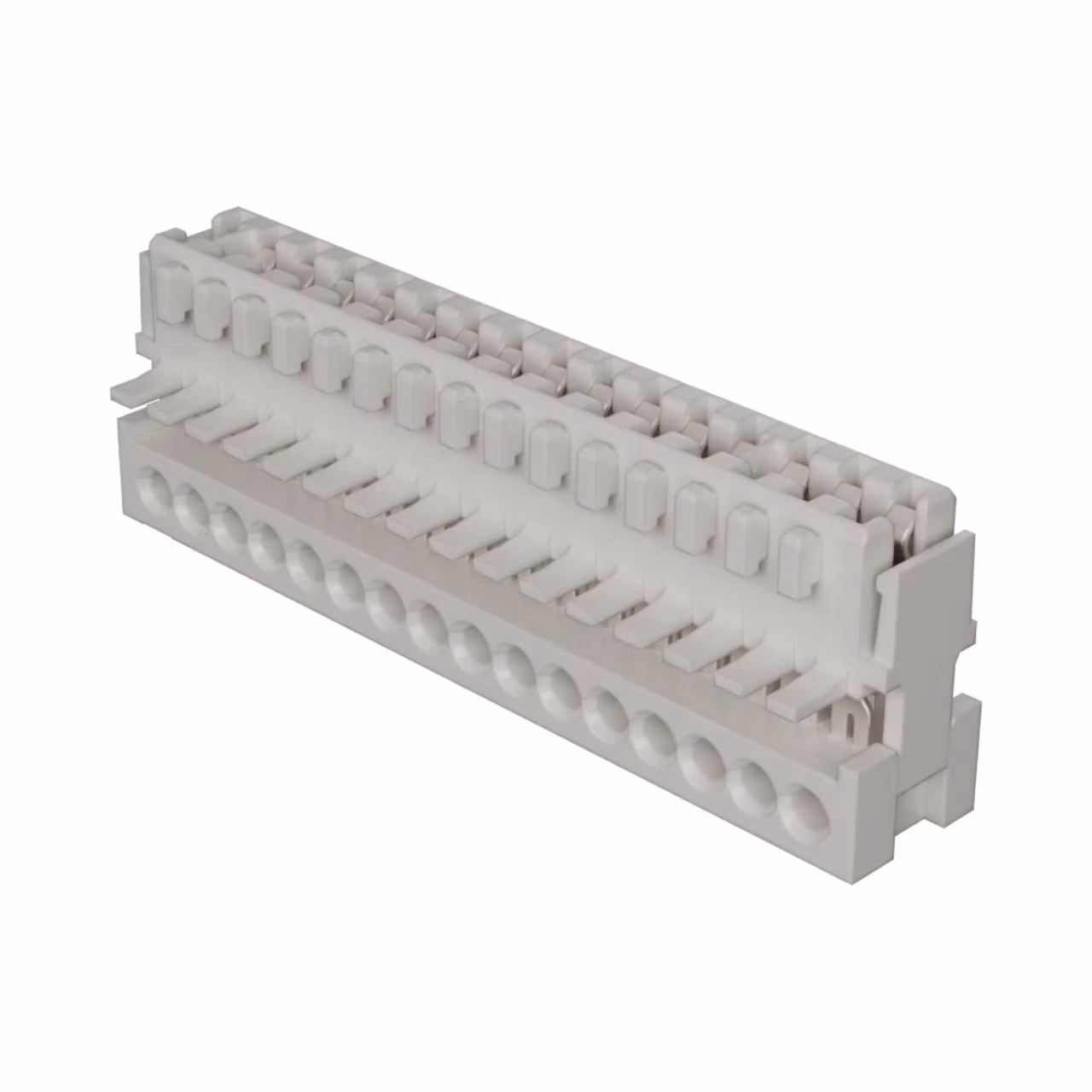 Appli-Mate RAST 2.5 IDT Housing, 2.50mm Pitch, with Side Latches, Female, 16 Circuits, Position Keys A & Q Removed, Polarizing Ribs Between 1/2 and 14/15 for sale