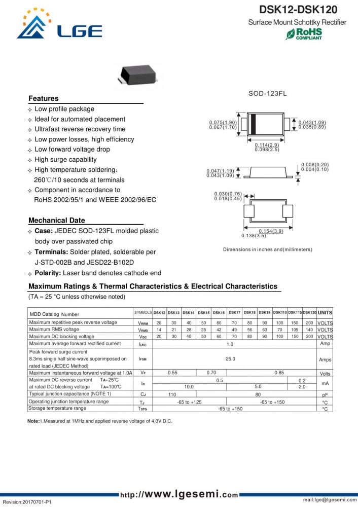 LGE DSK120 datasheet page 1