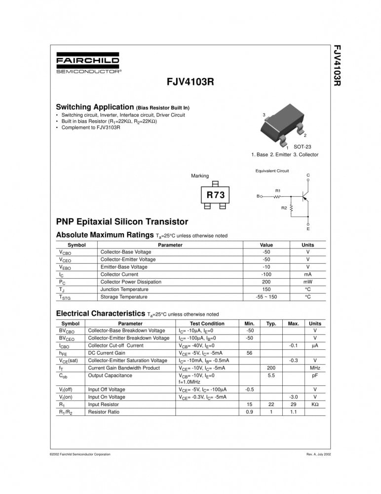 FJV4103RMTF datasheet page 1