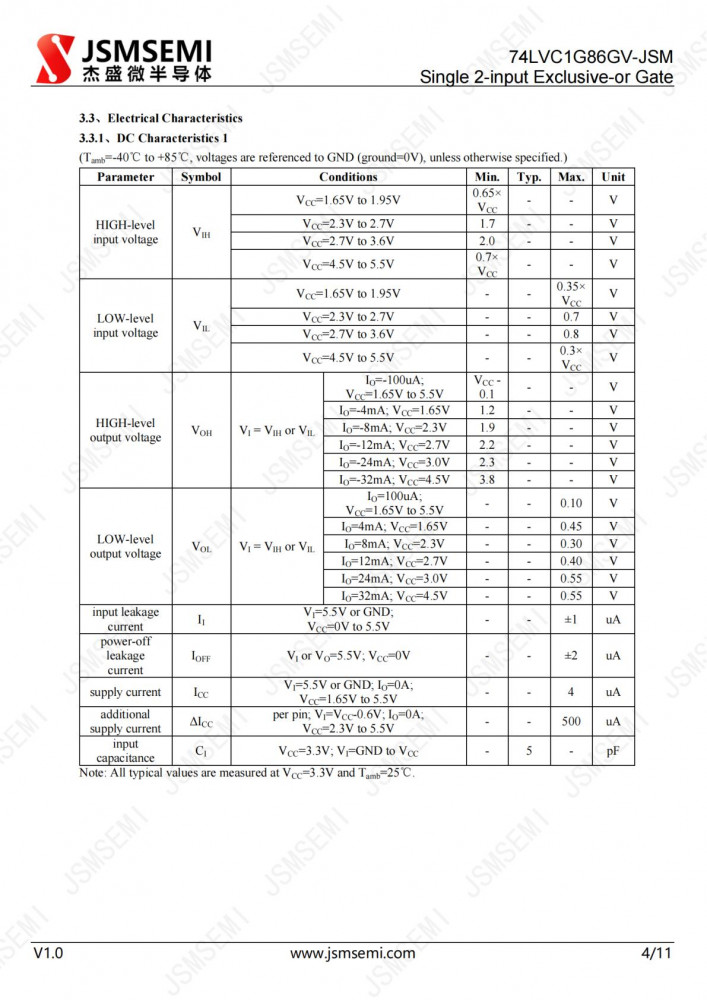 74LVC1G86GV-JSM datasheet page 4