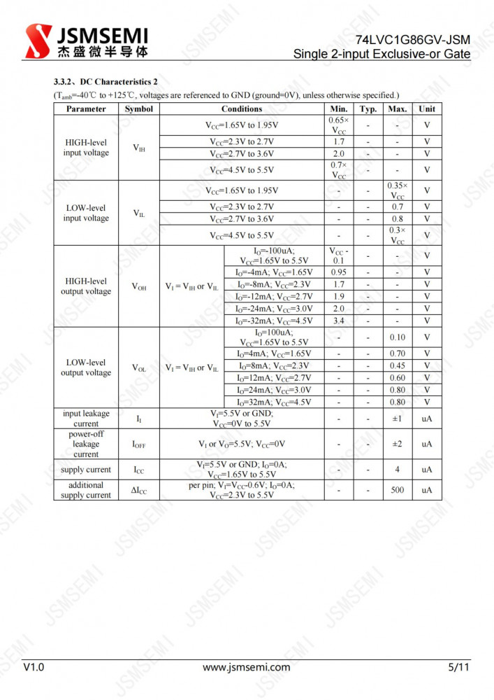 74LVC1G86GV-JSM datasheet page 5