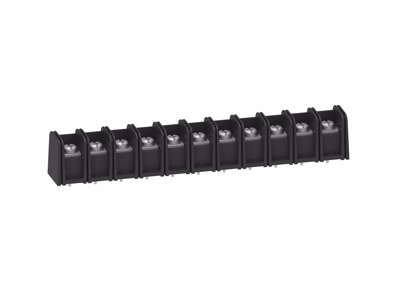 11.13mm Pitch, Single Row, Dual-Barrier Terminal Strip, without Mounting Ends, Black, 11 Circuits