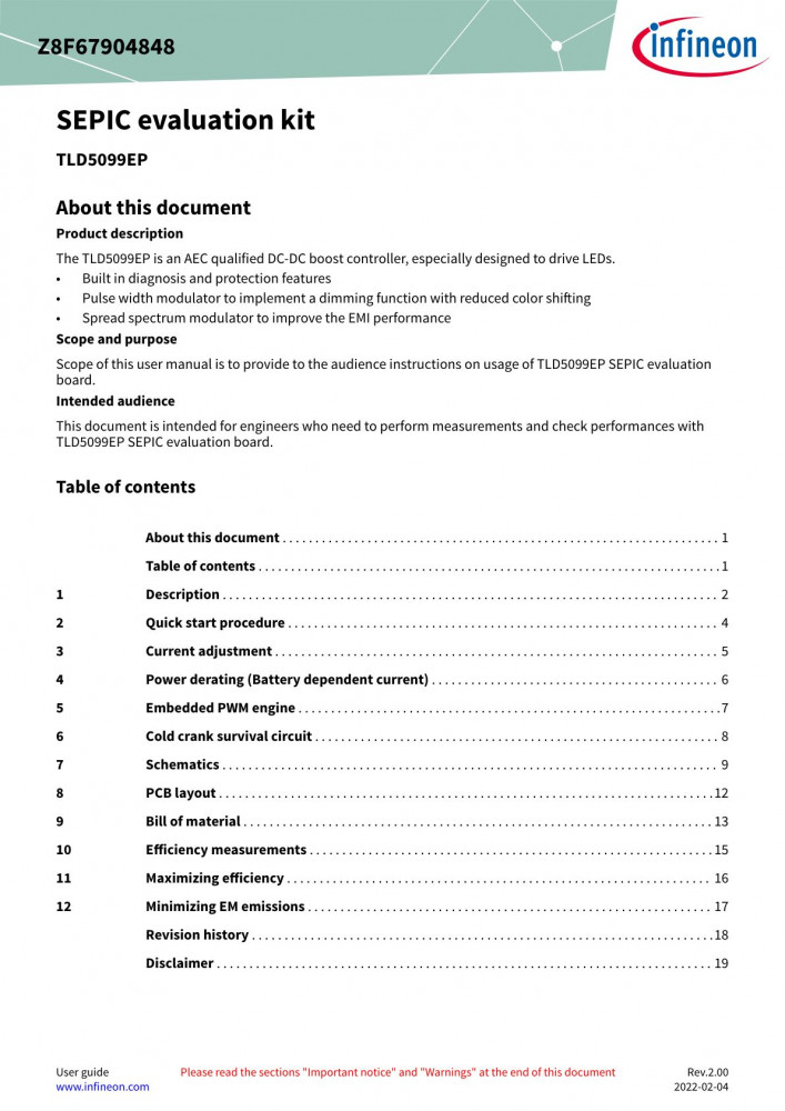 TLD5099EP SEPIC evaluation document page 1