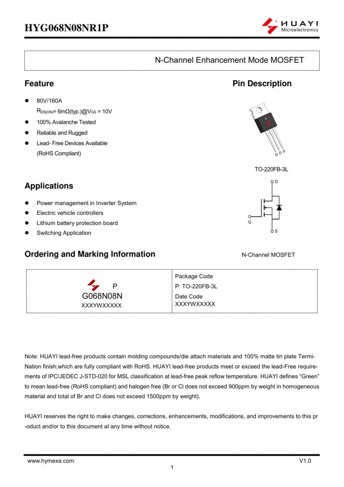 HYG068N08NR1P datasheet page 1