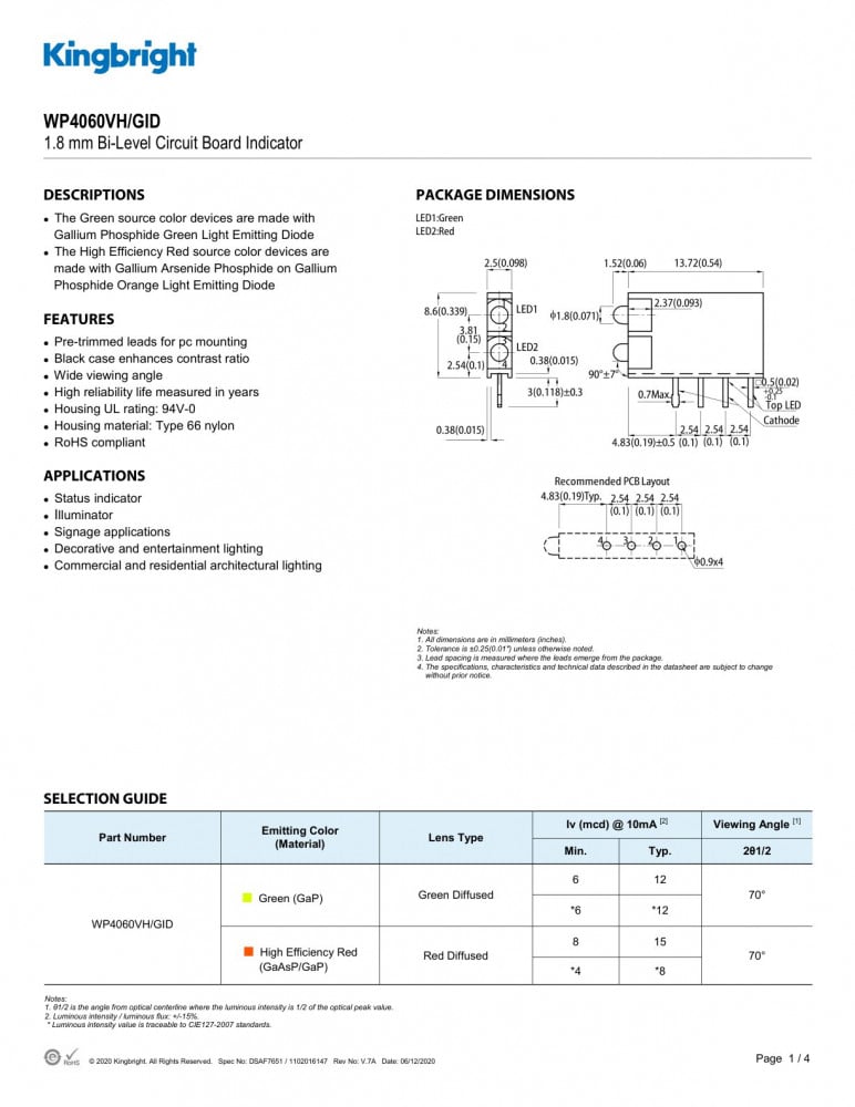 WP4060VH/GID datasheet page 1