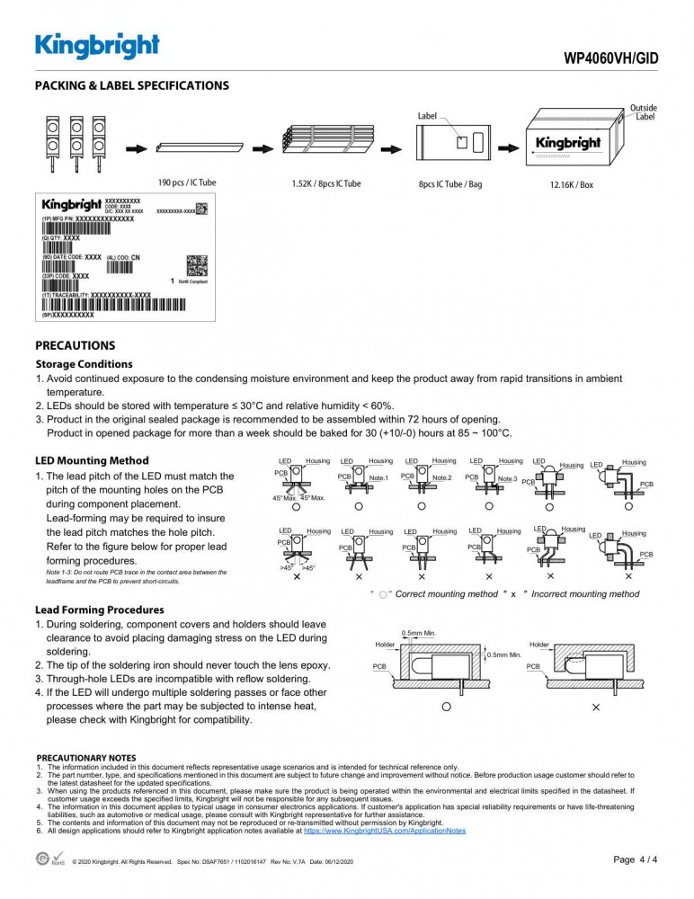 WP4060VH/GID datasheet page 4