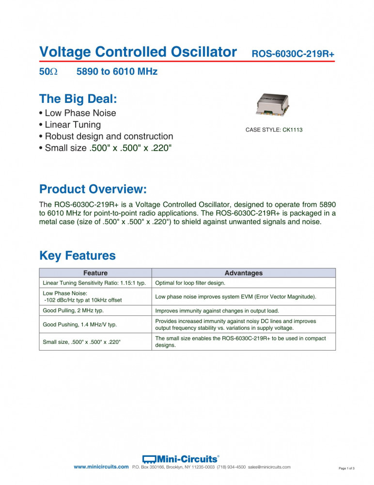 ROS-6030C-219R+ technical document page 1
