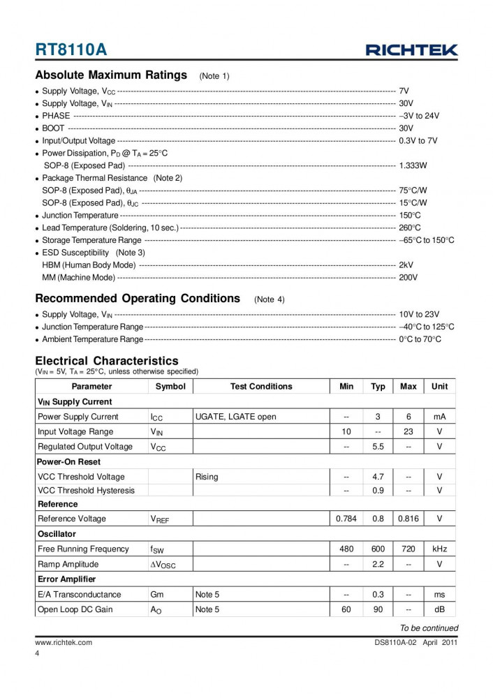 RT8110A datasheet page 4