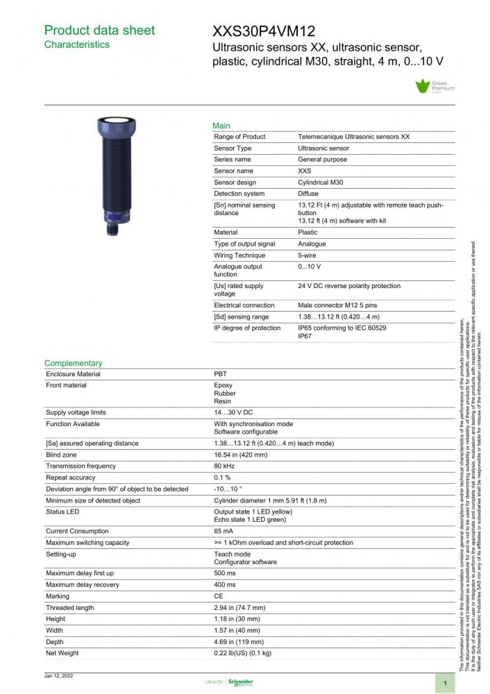 XXS30P4VM12 technical document page 1
