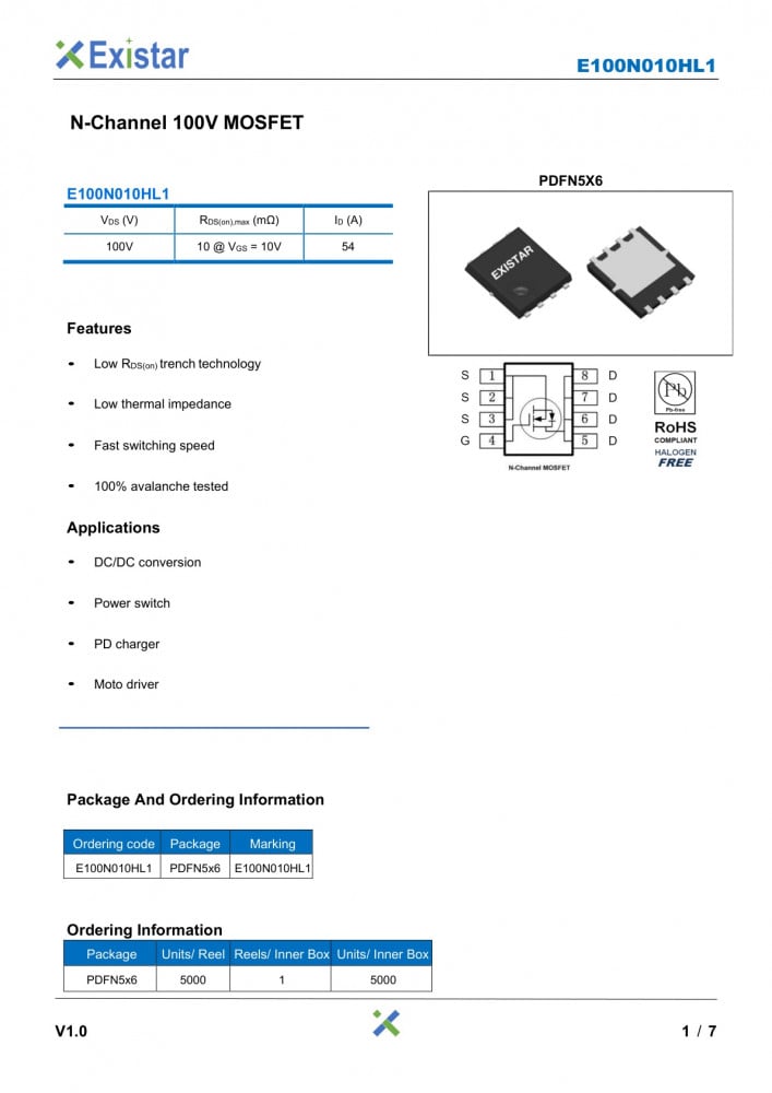E100N010HL1 datasheet page 1