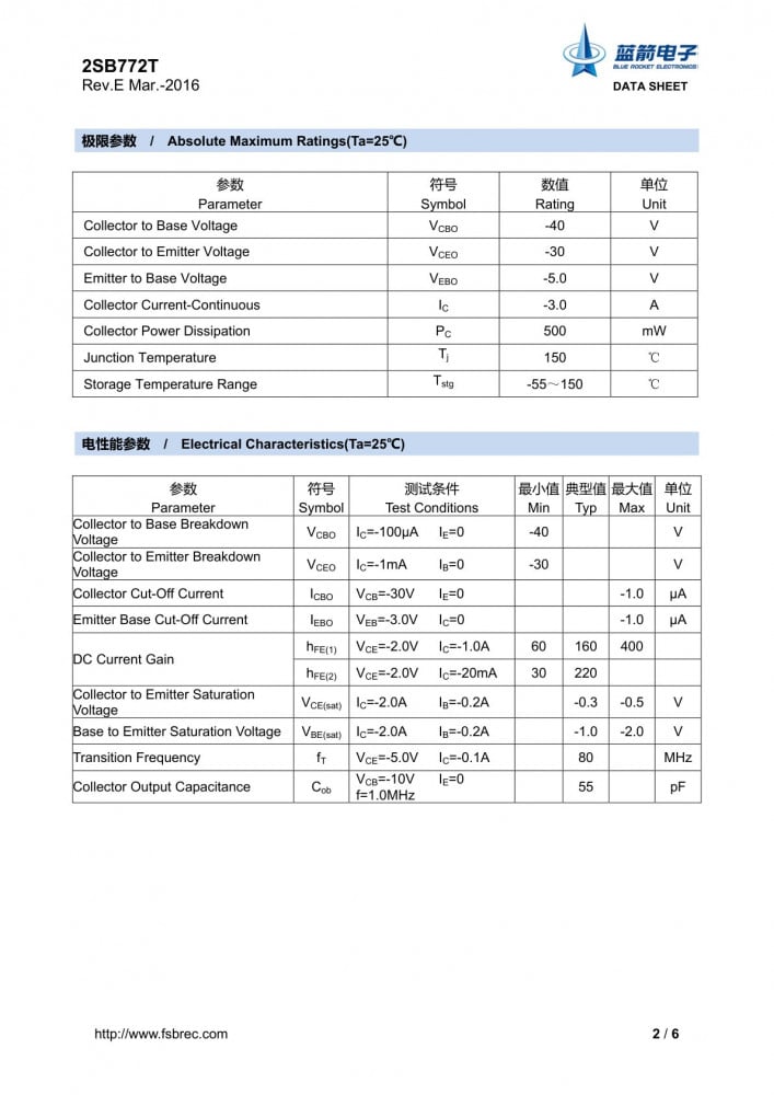 2SB772T-P datasheet page 2