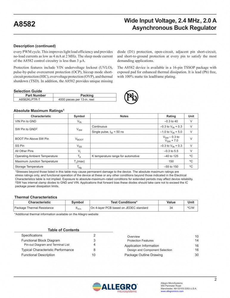 A8582 datasheet page 2