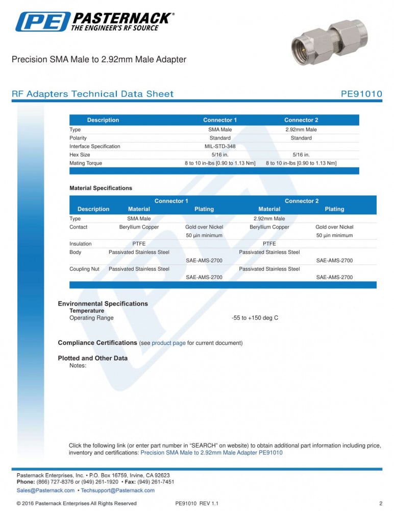 PE91010 technical document page 2