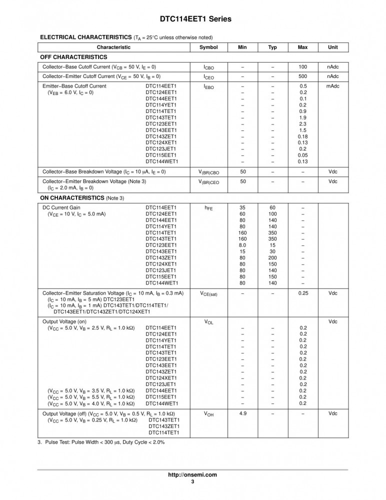 DTC114EET1 datasheet page 3