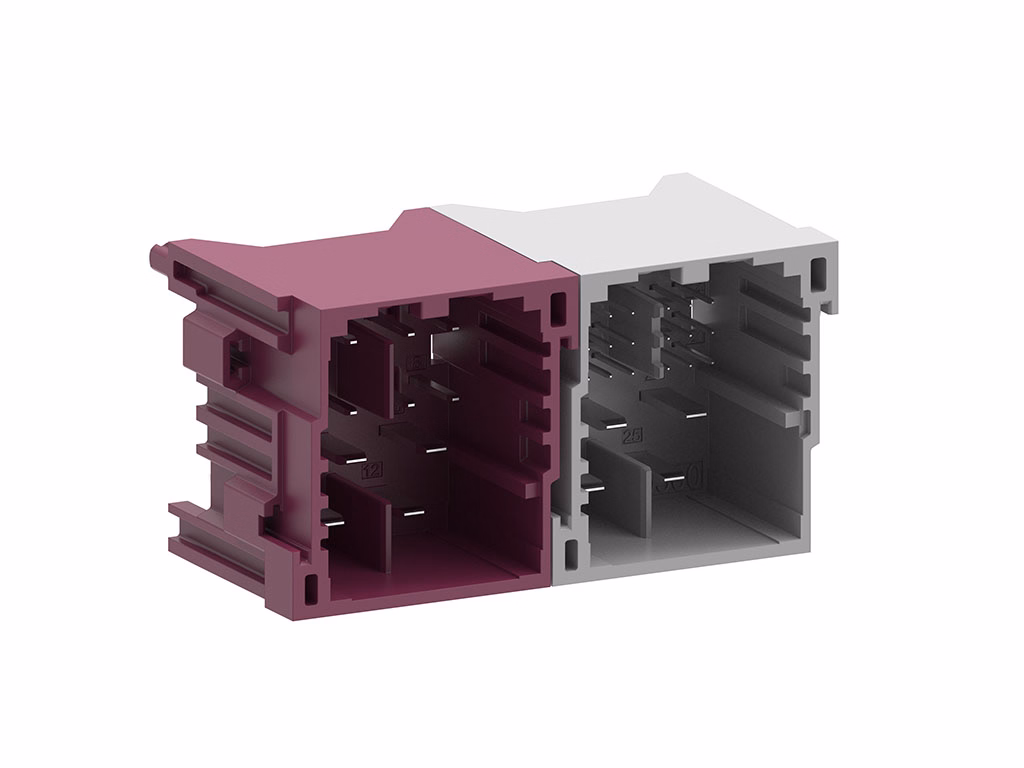 stAK50h 2 Bay Vertical Hybrid Header, 50 Circuits, Bay 1: 25 Circuits/Key 3/Black; Bay 2: 25 Circuits/Key 4/Dark Gray; Tube