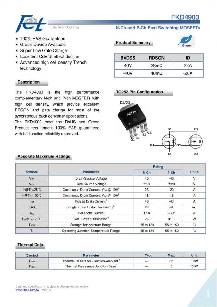 FKD4903 datasheet page 1