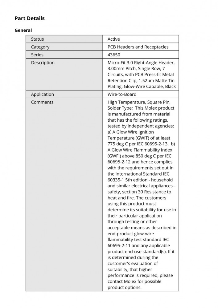 MOLEX 436500703 technical document page 2
