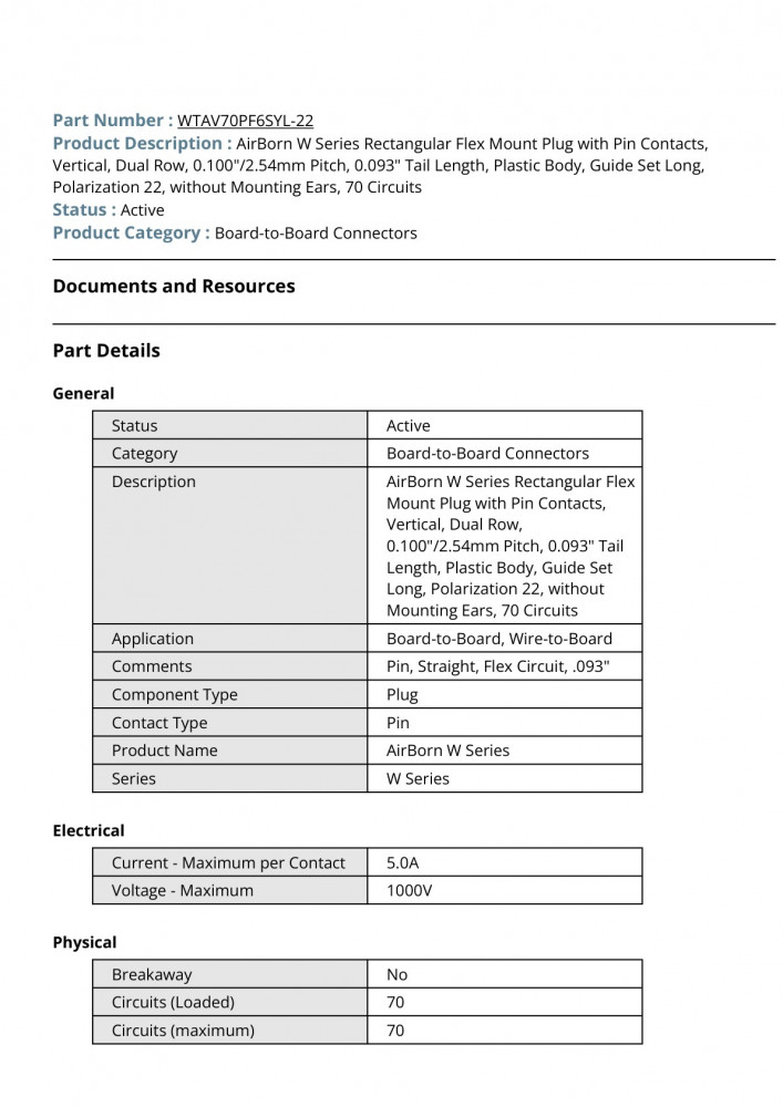 WTAV70PF6SYL-22 document page 1