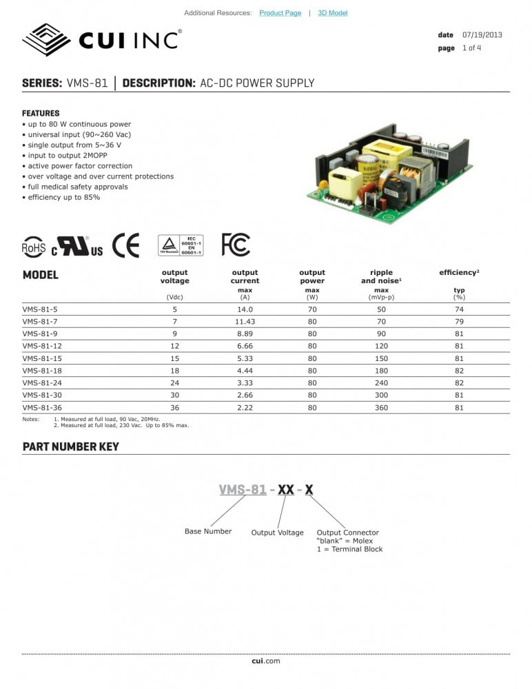 CUI VMS-81 datasheet page 1
