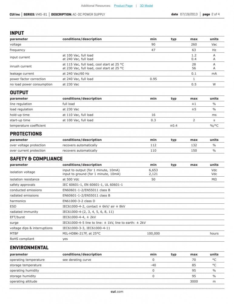 CUI VMS-81 datasheet page 2