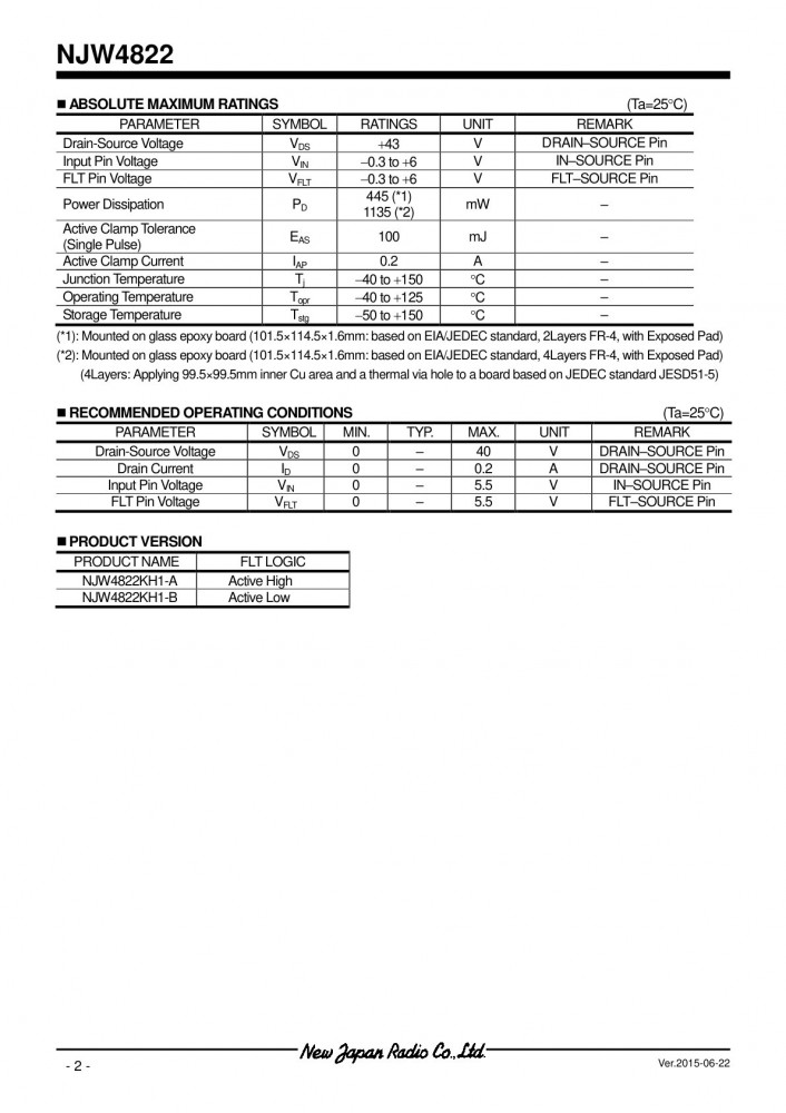 NJW4822 datasheet page 2