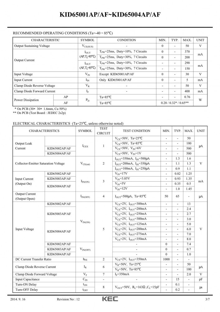 KID65004AF-EL/P datasheet page 3