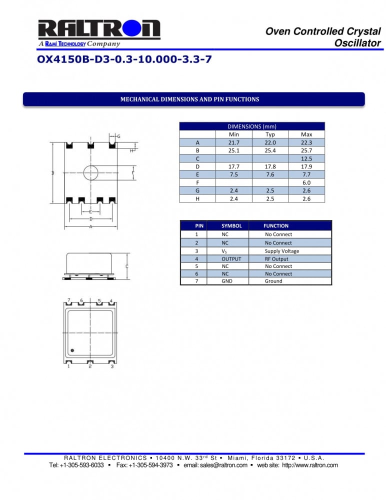 OX4150B-D3-0.3-10.000-3.3-7 datasheet page 3