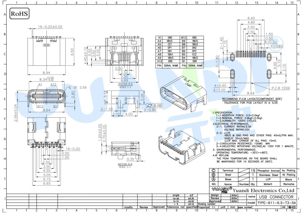 TYPE-611-6.5-T3-5A technical drawing page 1