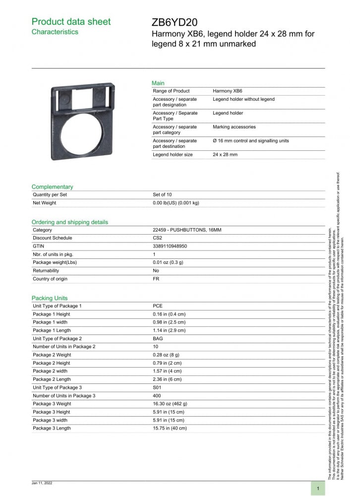 ZB6YD20 technical document page 1