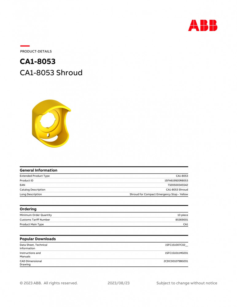 ABB CA1-8053 technical document page 1
