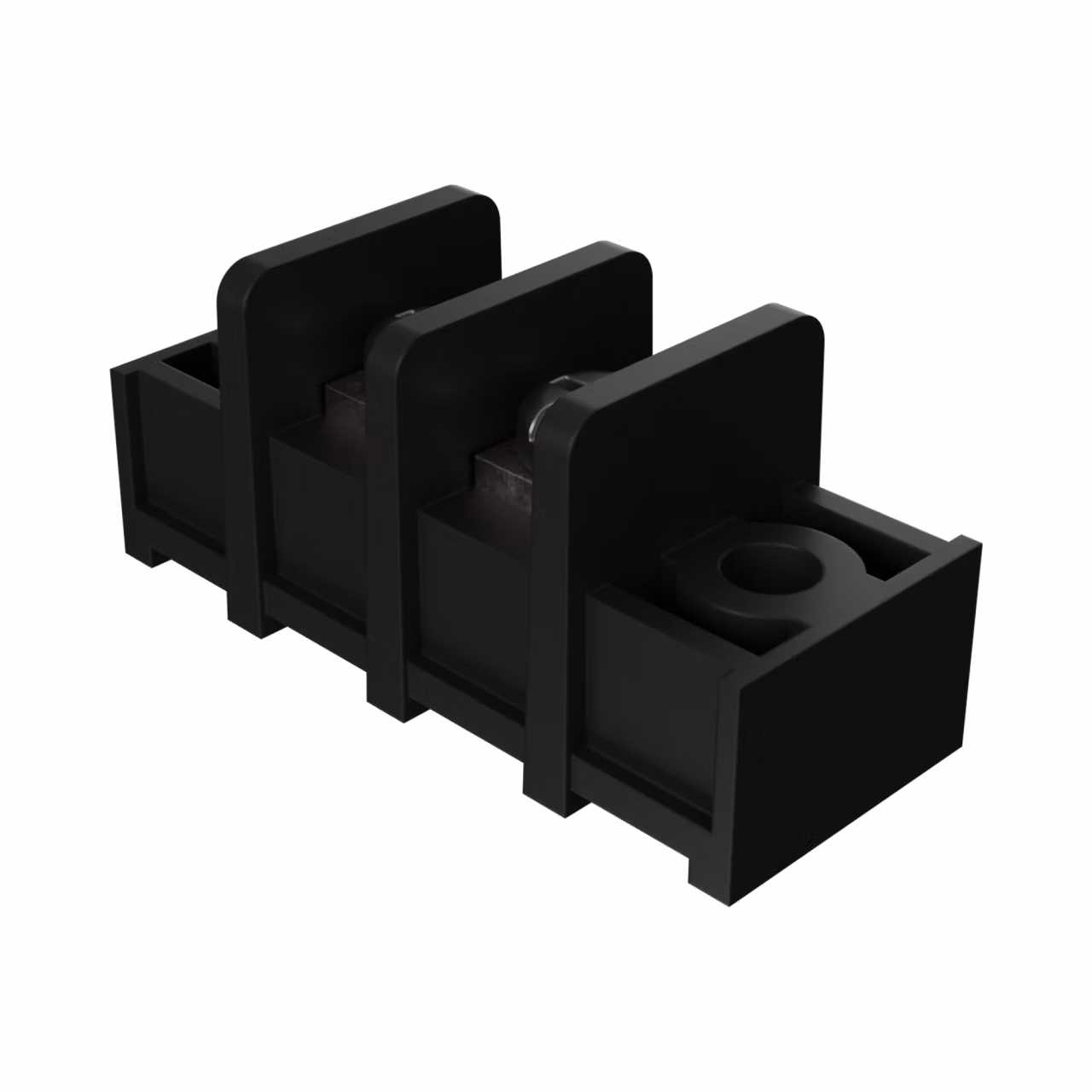 8.26mm Pitch, Single Row, Dual-Barrier Terminal Strip, with Mounting Ends, Black, Steel Screws, 2 Circuits for sale
