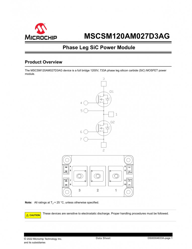 MSCSM120AM027D3AG datasheet page 1